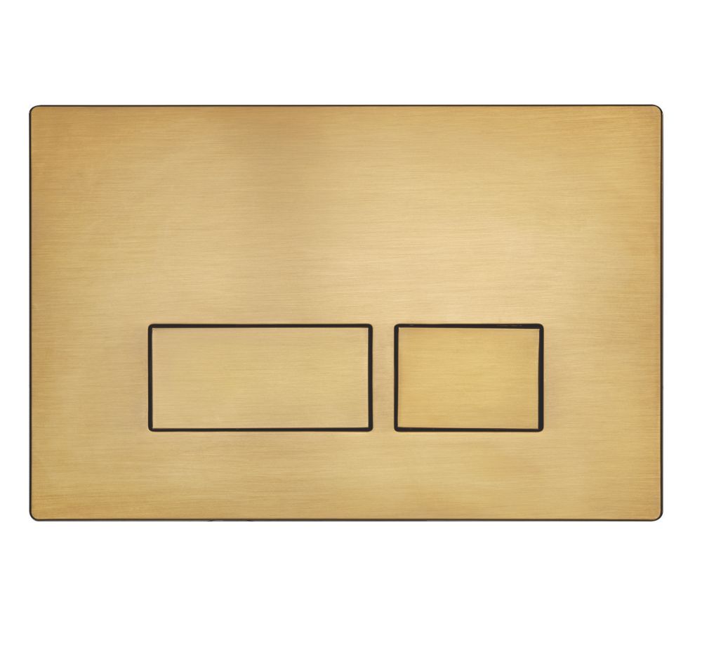 Quad Dual-Flush Flushing Plate Brushed Brass - Screwfix