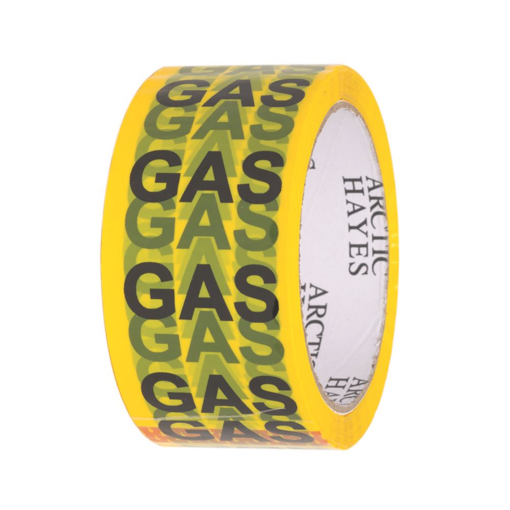 Arctic Hayes 662030-50M Gas ID Tape Yellow/Black 50m x 50mm - Screwfix