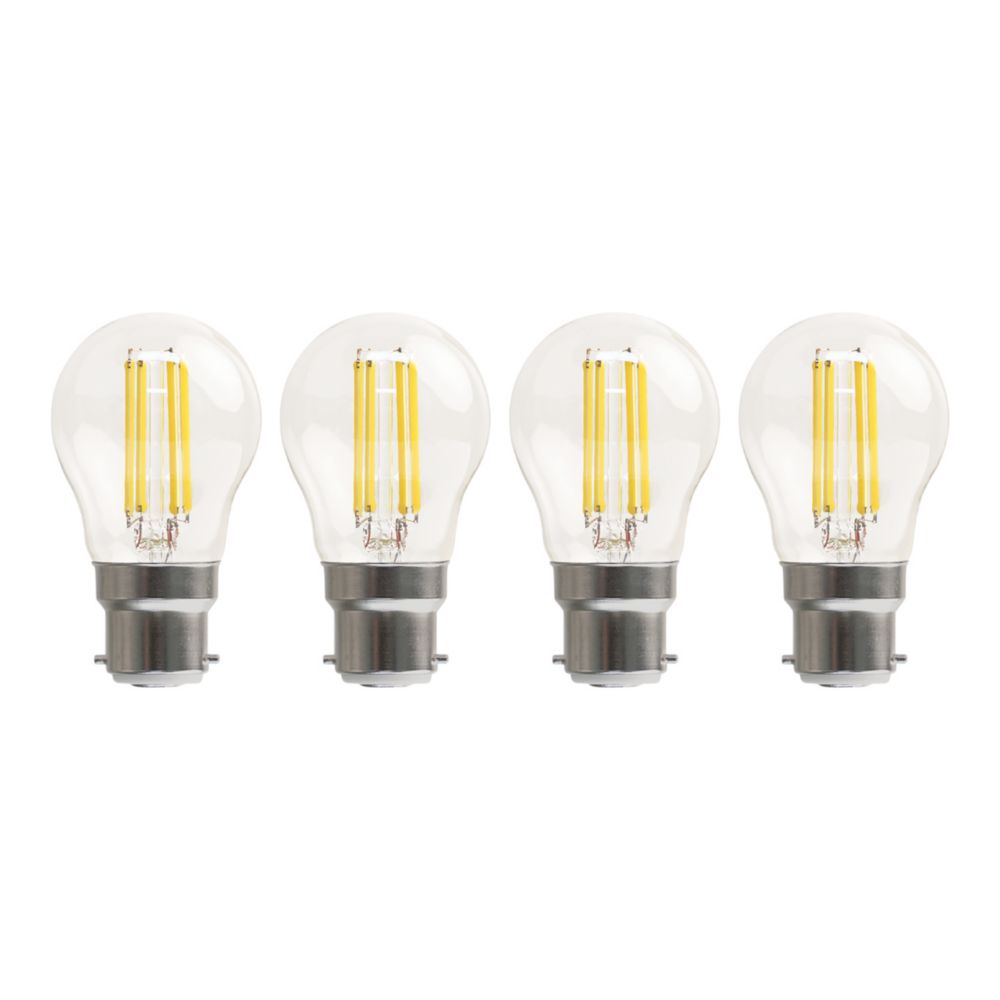 LAP B22 Mini Globe LED Light Bulb Clear 470lm 2.9W 4 Pack - Screwfix