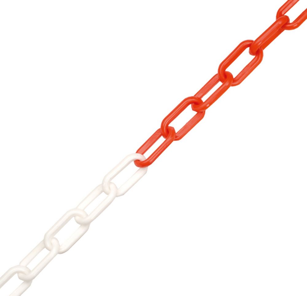 JSP HDPE White/Red Plastic Barrier Chain 5m x 6mm x 50mm - Screwfix