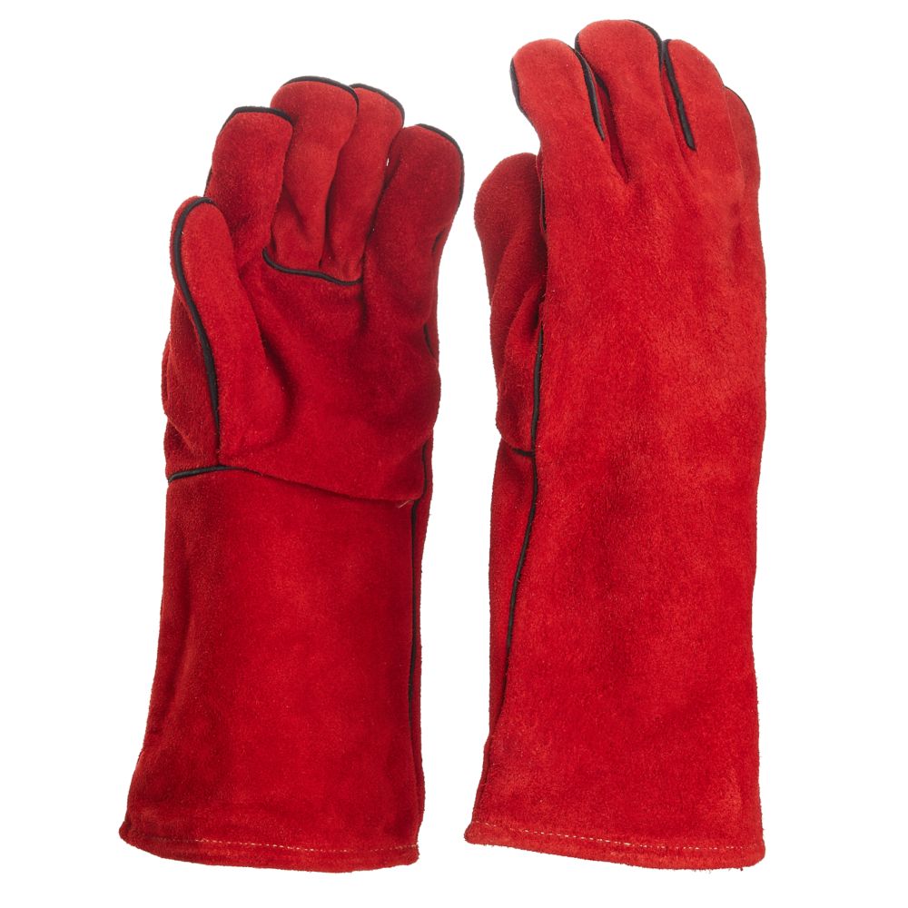 Site Leather MIG Welders Gauntlets Red Large - Screwfix