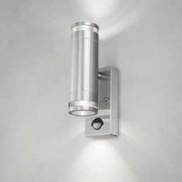 4lite Marinus Outdoor IP44 Up/Down Wall Light With PIR Sensor Stainless ...