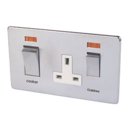 Crabtree Platinum 45A 2-Gang DP Cooker Switch & 13A DP Switched Socket ...