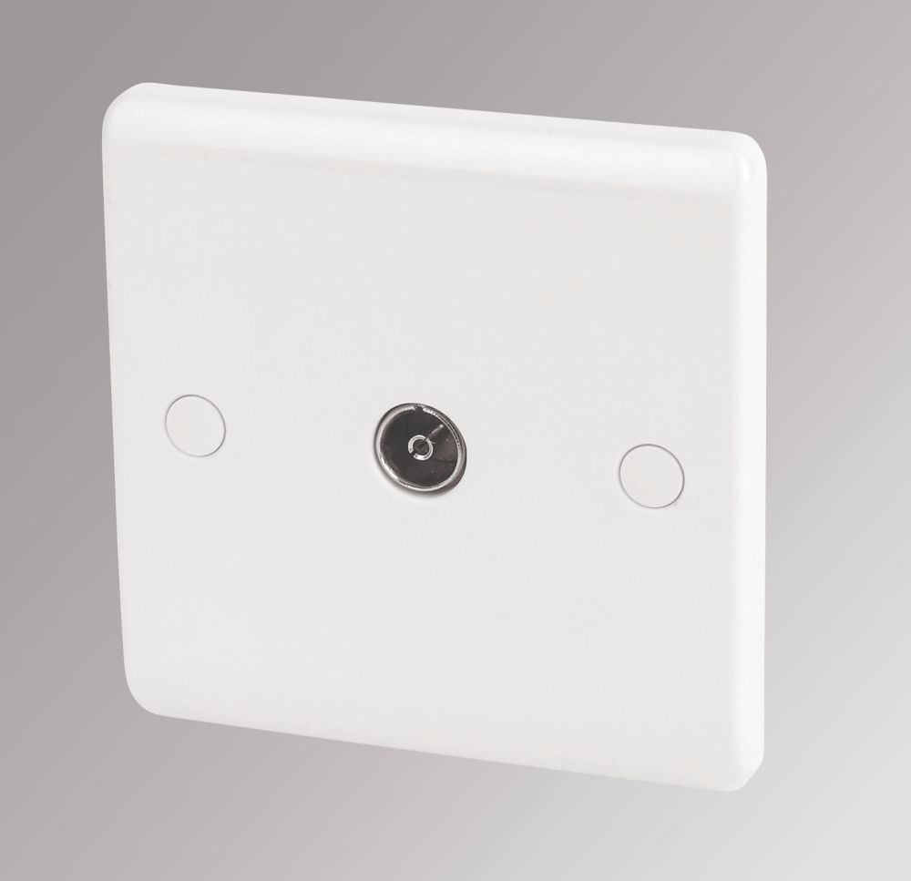 LAP 1-Gang Coaxial TV Socket White - Screwfix