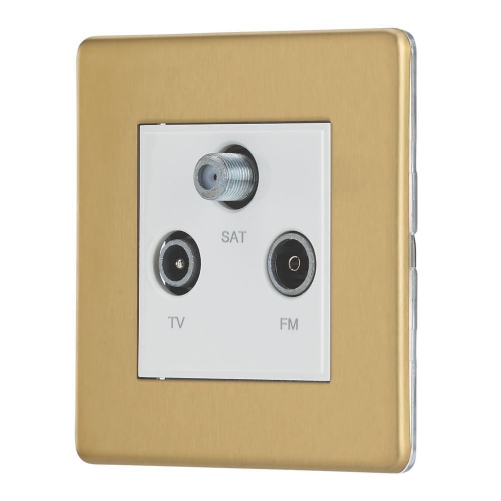 Contactum Lyric 1-Gang Coaxial TV / FM & Satellite Socket Brushed Brass ...