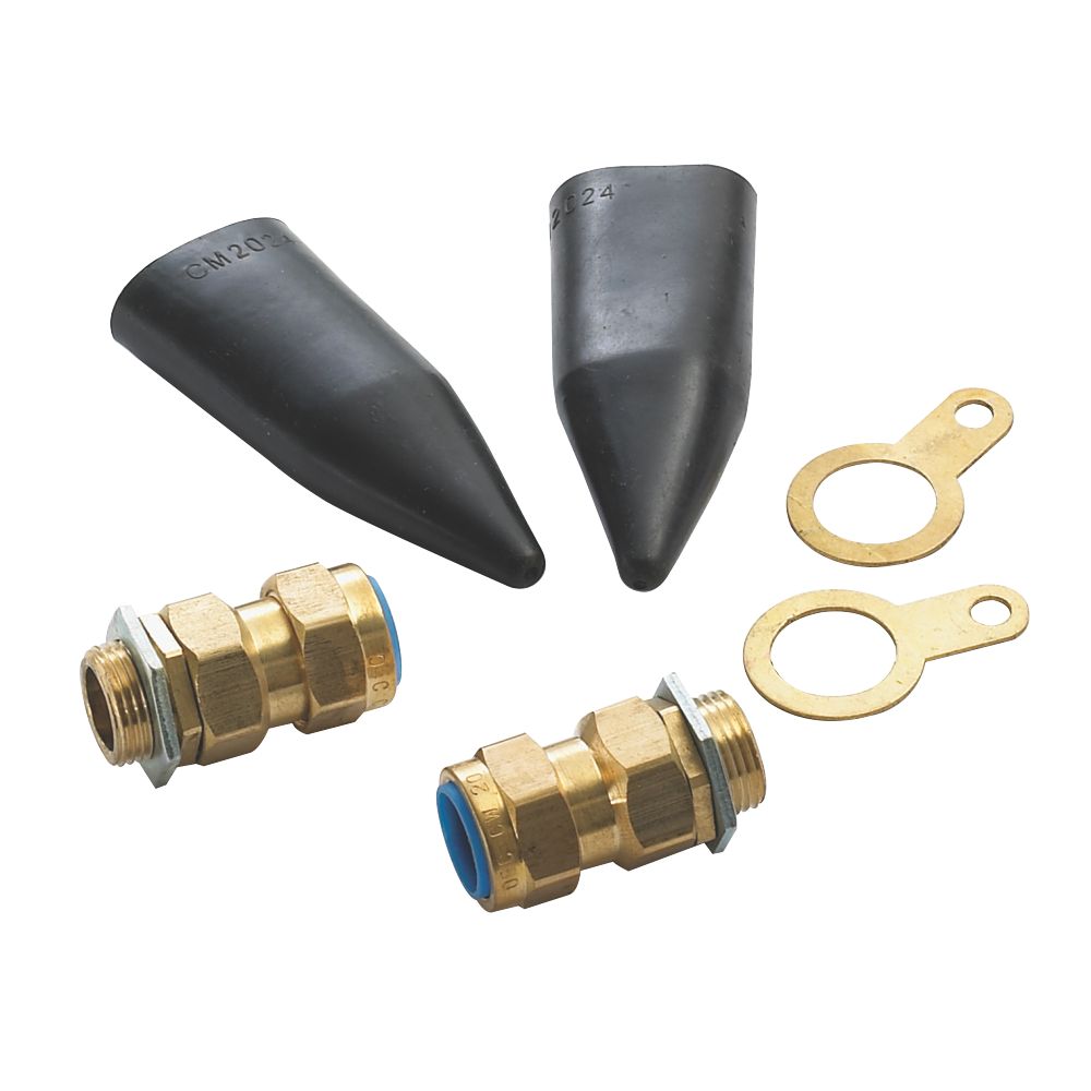 Tower Brass Exterior Gland Kit Short 20mm Black 2 Pack - Screwfix