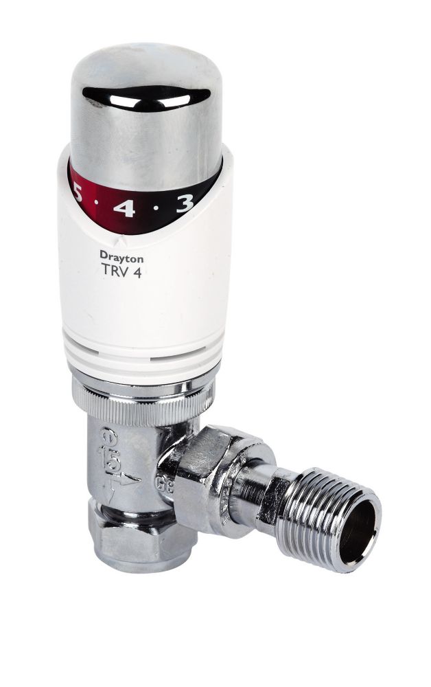 Drayton TRV4 15mm x 1/2" White/Chrome Angled Designer Thermostatic ...