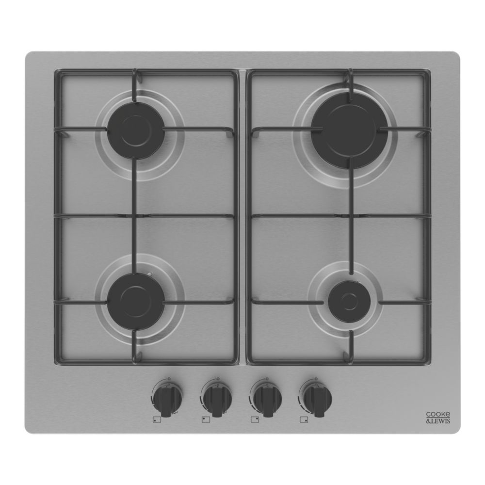 Gas Hob Stainless Steel 580mm - Screwfix