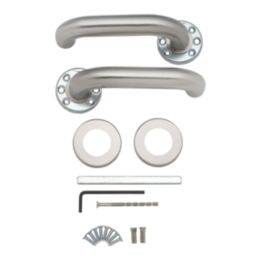Eurospec Fire Rated Safety Lever on Rose Pair Satin Stainless Steel ...