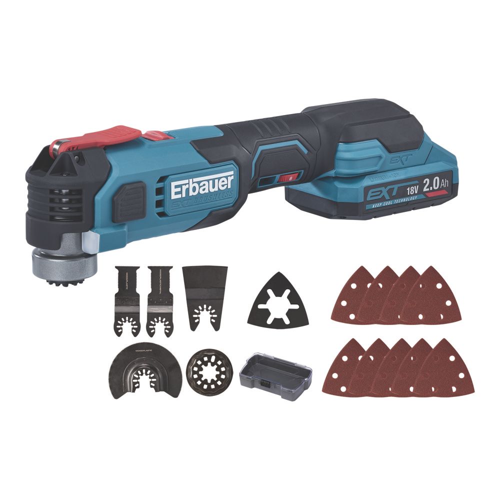 Erbauer ERI1080MLT 18V 1 x 2.0Ah Li-Ion EXT Brushless Cordless Multi ...