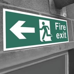 Essentials Non Photoluminescent "Fire Exit Man Left Arrow" Sign 150mm x ...