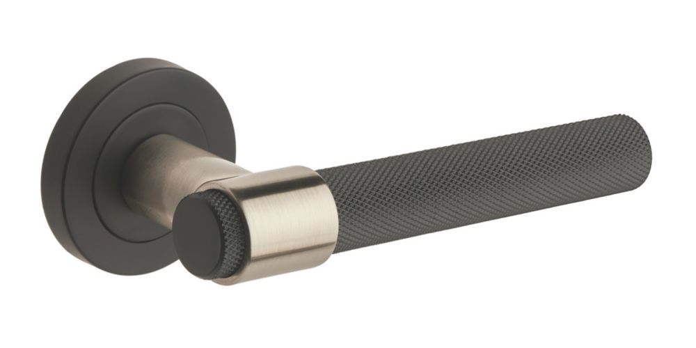 Designer Levers Kensington Knurled Lever on Rose Door Handle Pair Black ...