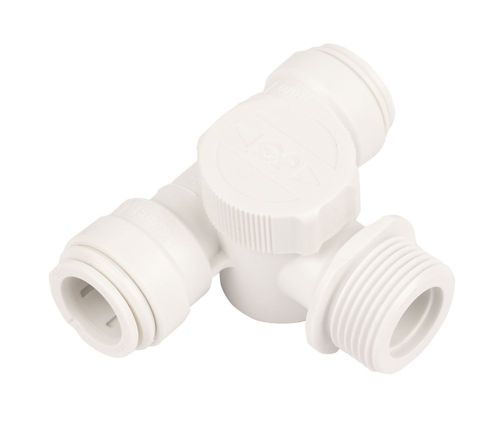 JG Speedfit Plastic Push-Fit Adapting Appliance Tap Tee 15mm x 15mm x 3 ...