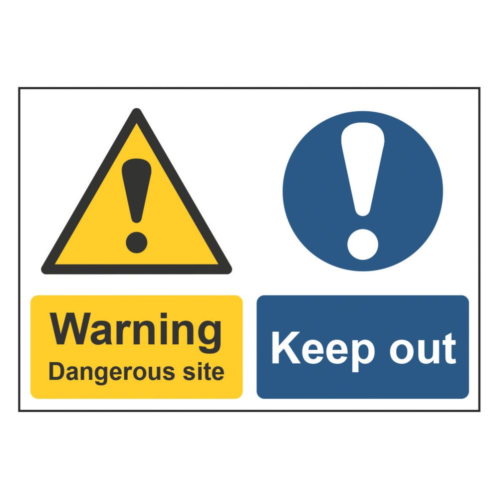 Essentials "Warning Dangerous Site Keep out" Sign 420mm x 594mm - Screwfix
