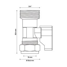 Flomasta Compression Washing Machine Valve With Check Valve 15mm x 3/4 ...