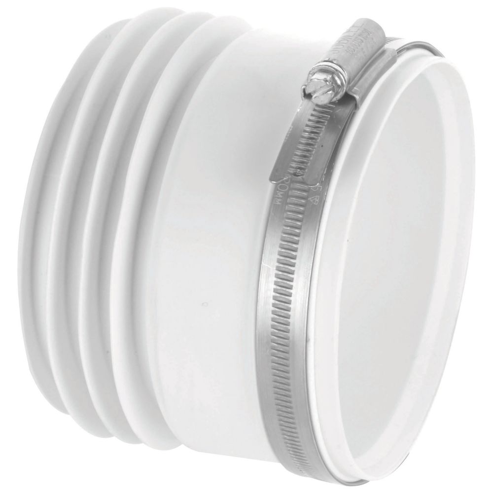 McAlpine Rigid Straight Short WC Connector White 88mm - Screwfix