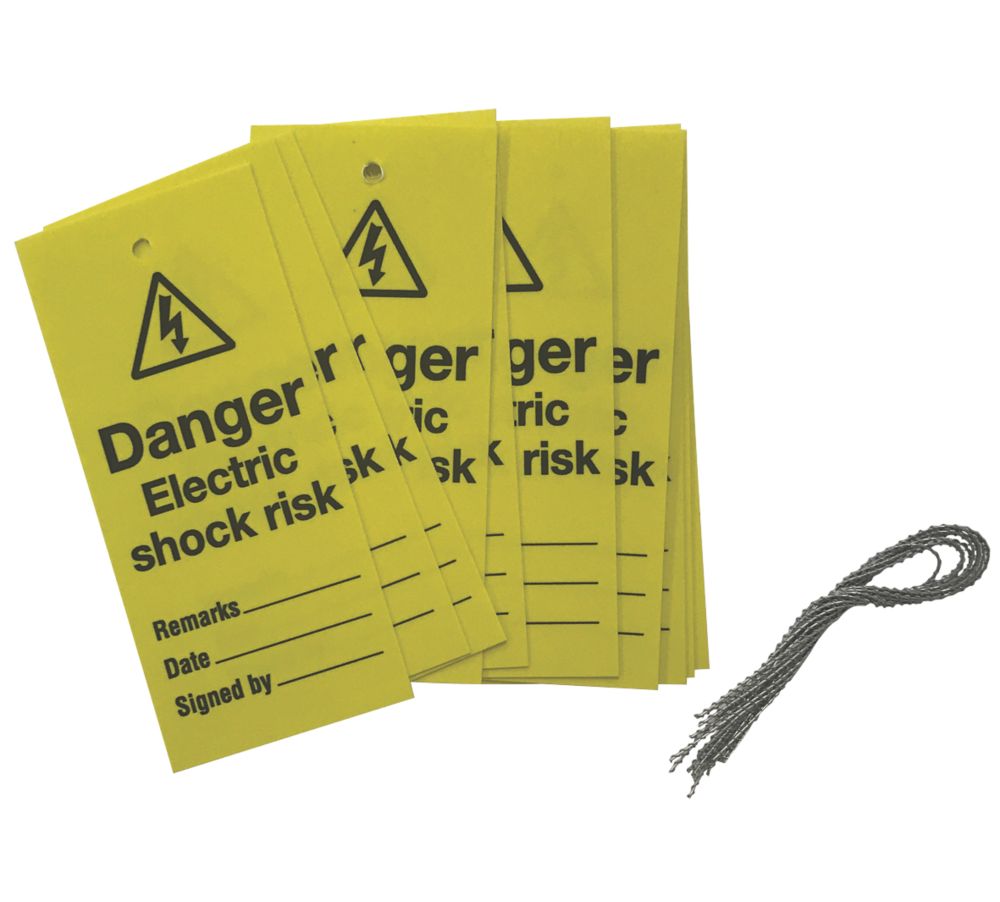 Essentials 'Danger Electric Shock Risk' Safety Maintenance Tags 10 Pack ...