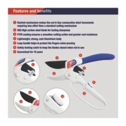 Spear & Jackson Anvil Ratchet Secateurs 8 1/4" (210mm) - Screwfix