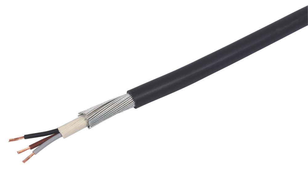 Prysmian 6943X Black 3-Core 2.5mm² Armoured Cable 50m Drum - Screwfix