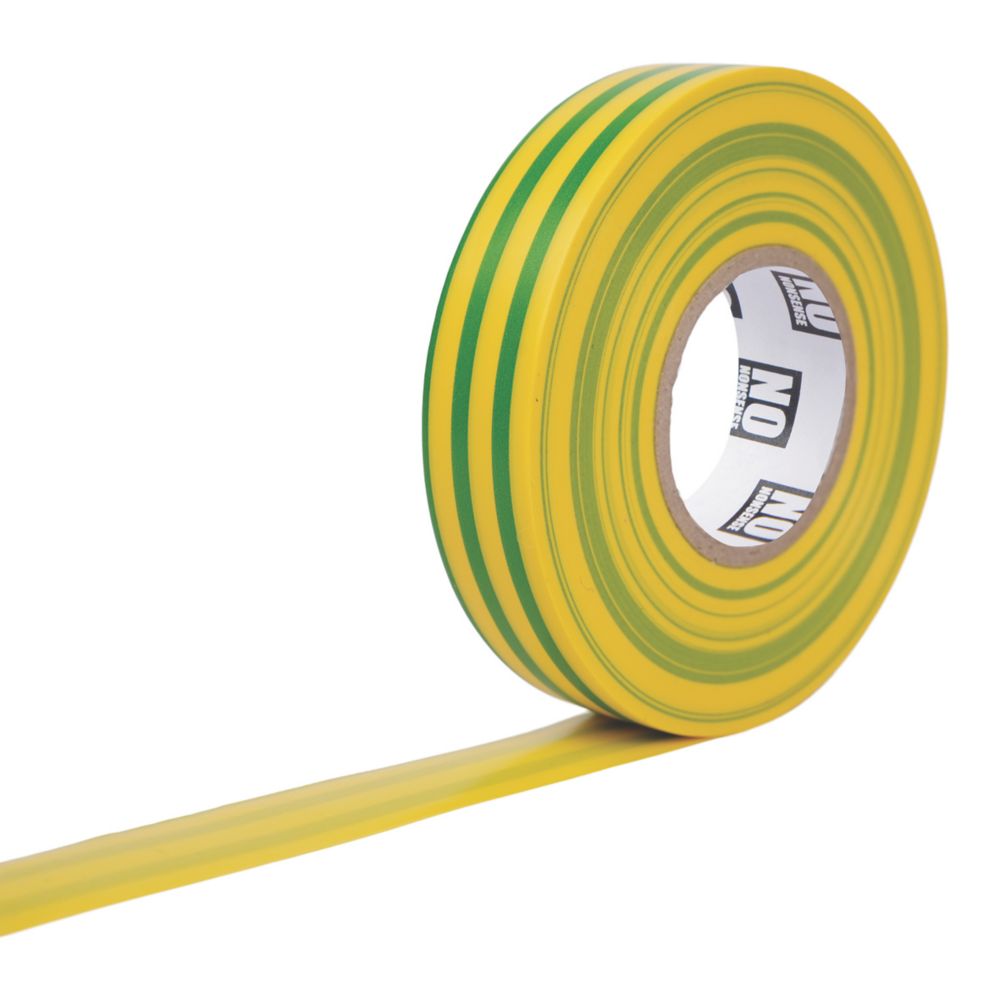 No Nonsense Electrical Tape Green & Yellow 33m x 19mm - Screwfix