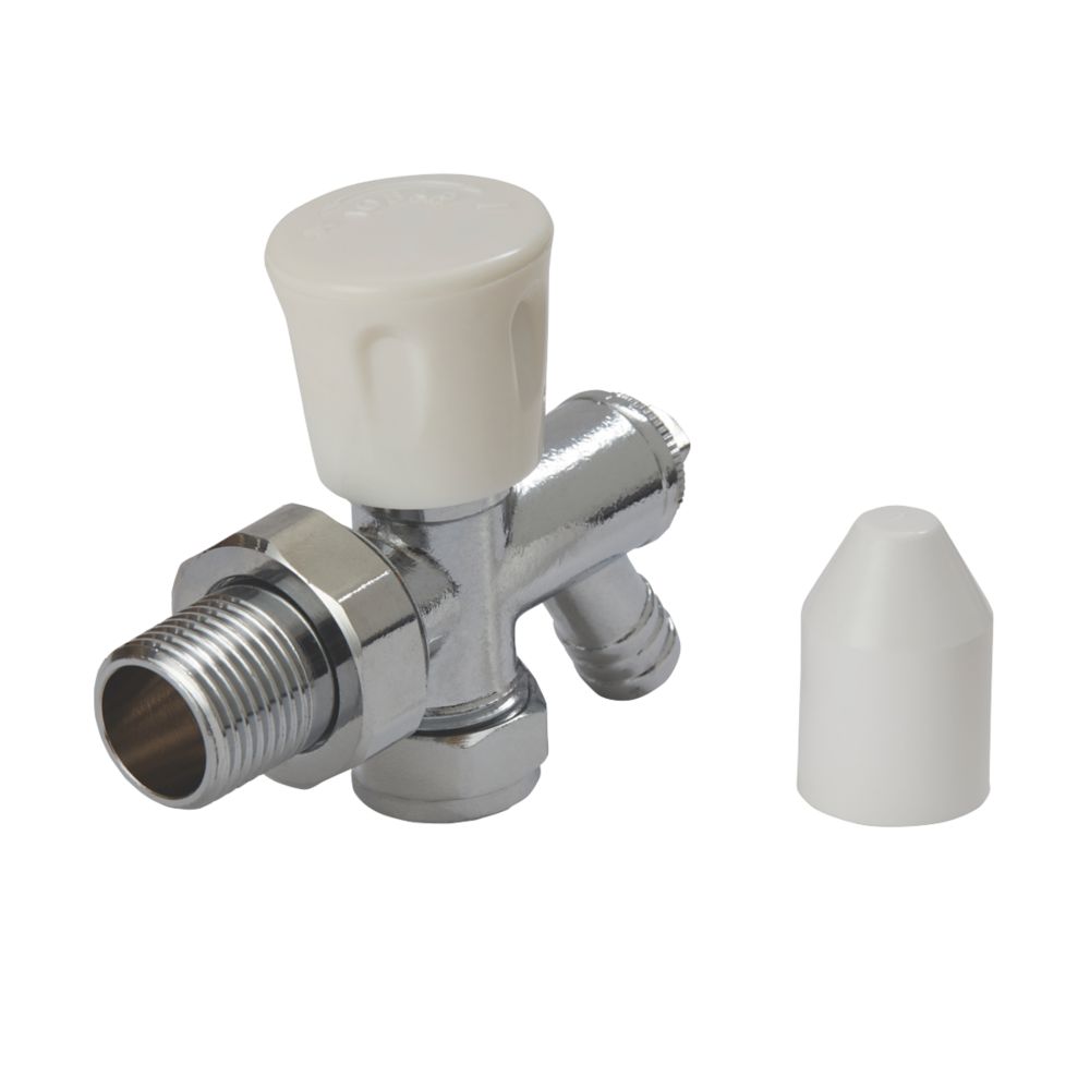 Flomasta 15mm x 21mm White/Chrome Angled Modern Manual Radiator Valve ...