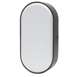 LAP Outdoor Oval LED Bulkhead with Grid Black 16W 1000lm - Screwfix