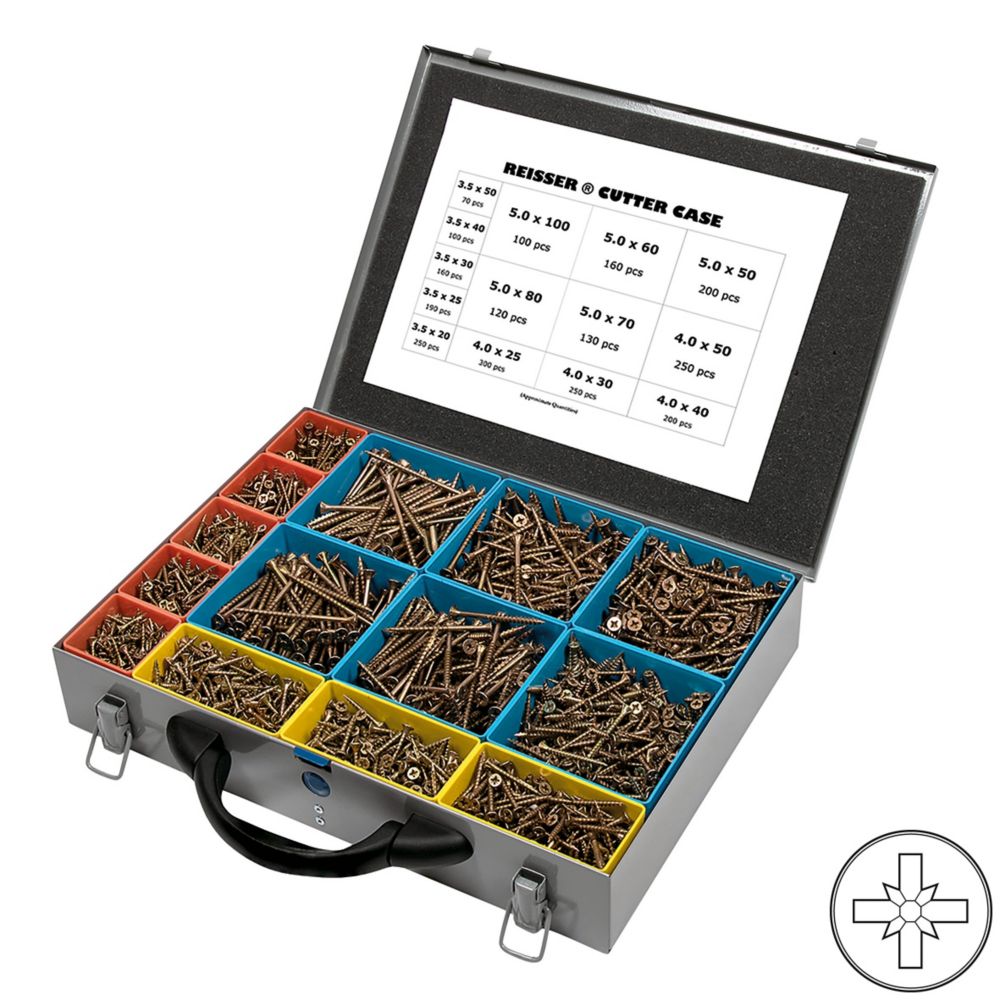 Reisser Cutter PZ Countersunk Screw Trade Case 2480 Pack - Screwfix