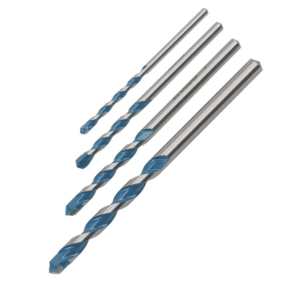 Erbauer Straight Shank Multi-Material Drill Bit Set 4 Pieces - Screwfix