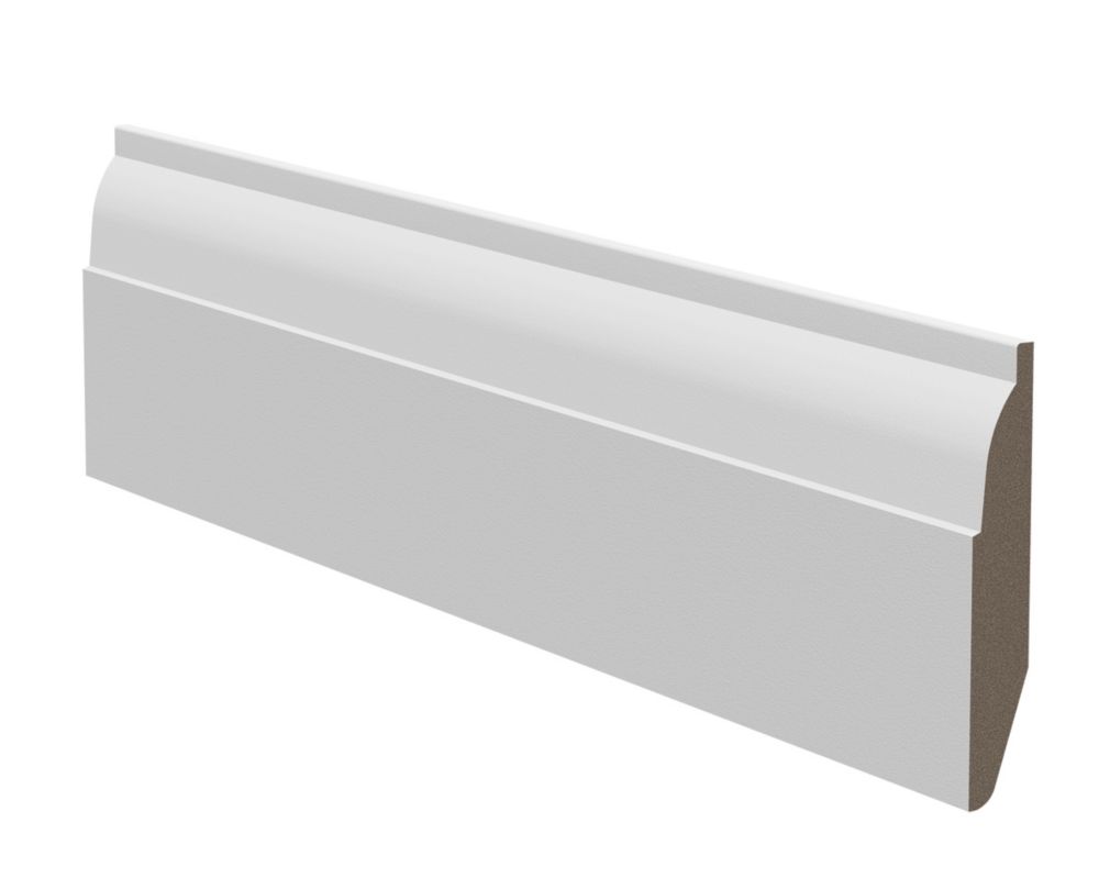 Essentials Primed MDF Chamfered & Ovolo Skirting Board 2400mm x 94mm x ...