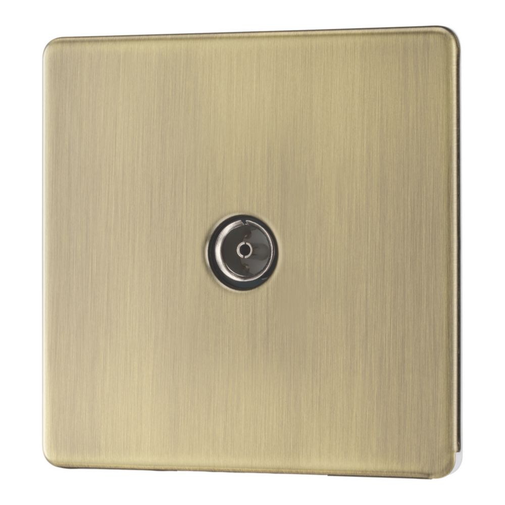 LAP 1-Gang F-Type Coaxial TV / FM Socket Antique Brass - Screwfix
