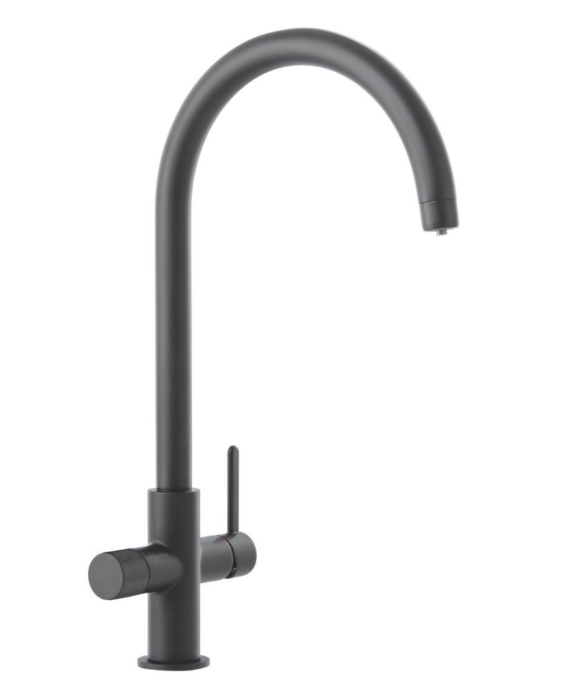 Abode Puria 3-Way Deck Mounted Filter Tap Matt Black - Screwfix