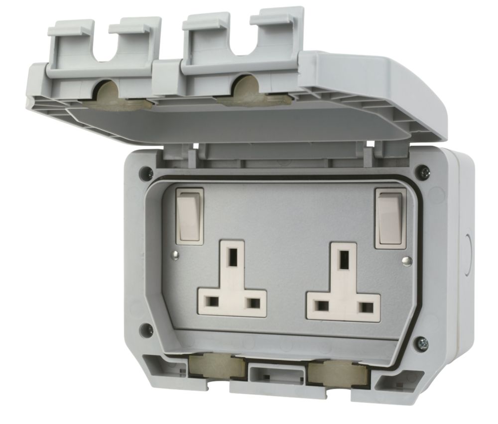 LAP IP66 13A 2-Gang DP Weatherproof Outdoor Switched Socket | Outdoor ...