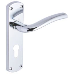Smith Locke Corfe Fire Rated Euro Lock Door Handles Pair Polished Chrome Screwfix