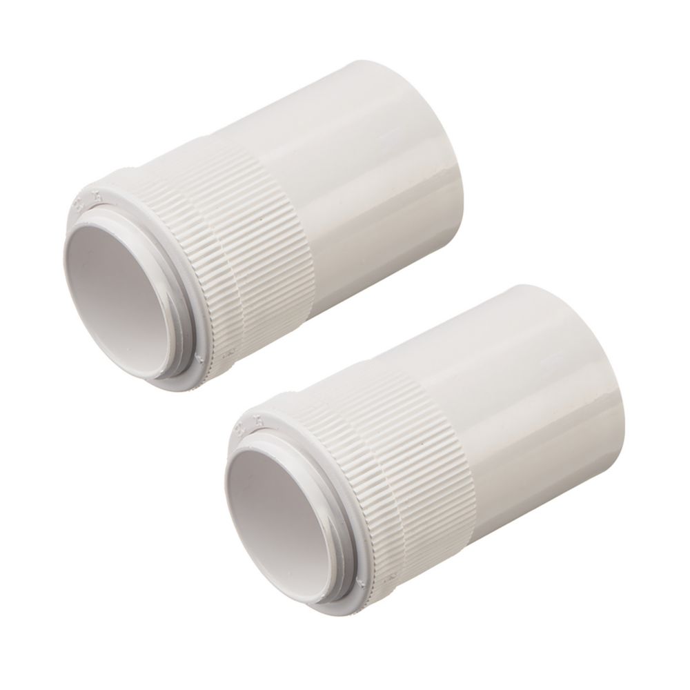 Deta TTE Male Conduit Adaptors 25mm White 2 Pack - Screwfix