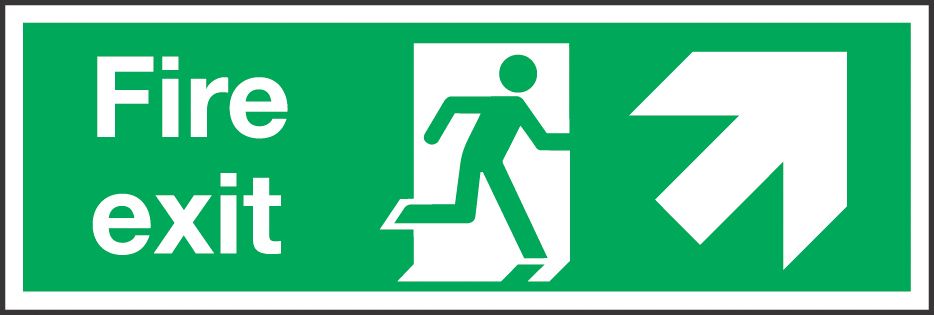 Non Photoluminescent "Fire Exit" Right Arrow Sign 150mm x 450mm - Screwfix
