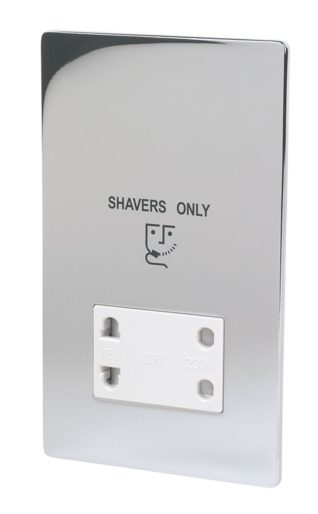LAP 2-Gang Dual Voltage Shaver Socket 115 / 230V Polished Chrome with ...