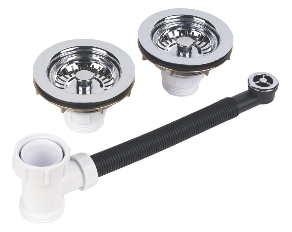 McAlpine 1 1/2 & 2 Bowl Waste Kit Chrome-Plated Brass 1 1/2" - Screwfix