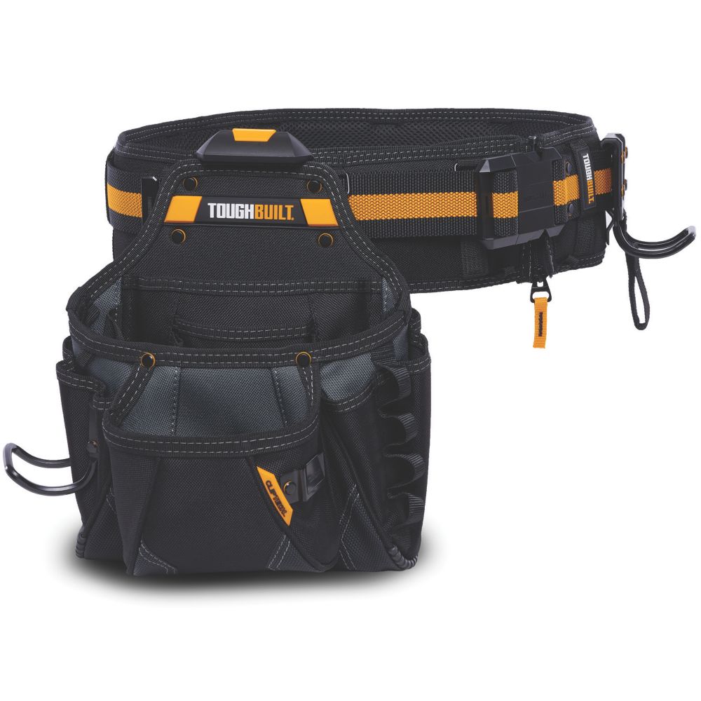 Toughbuilt ClipTech 3-Piece Builder Tool Belt Set 32-48" Black - Screwfix