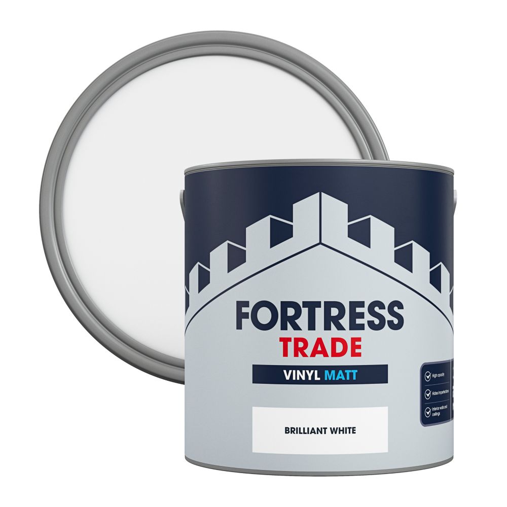 Fortress Trade 2.5Ltr Brilliant White Vinyl Matt Emulsion Paint - Screwfix