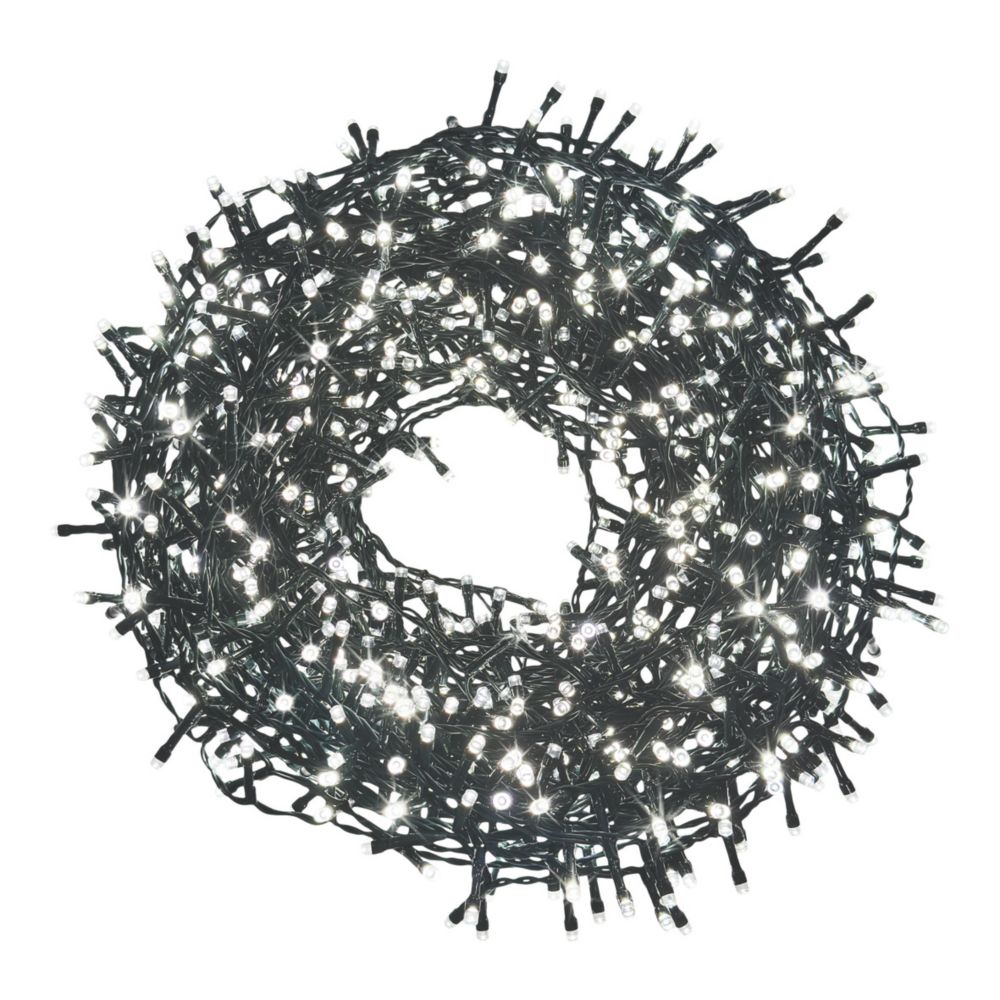 1000 LED Indoor & Outdoor Ice White String Christmas Lights - Screwfix