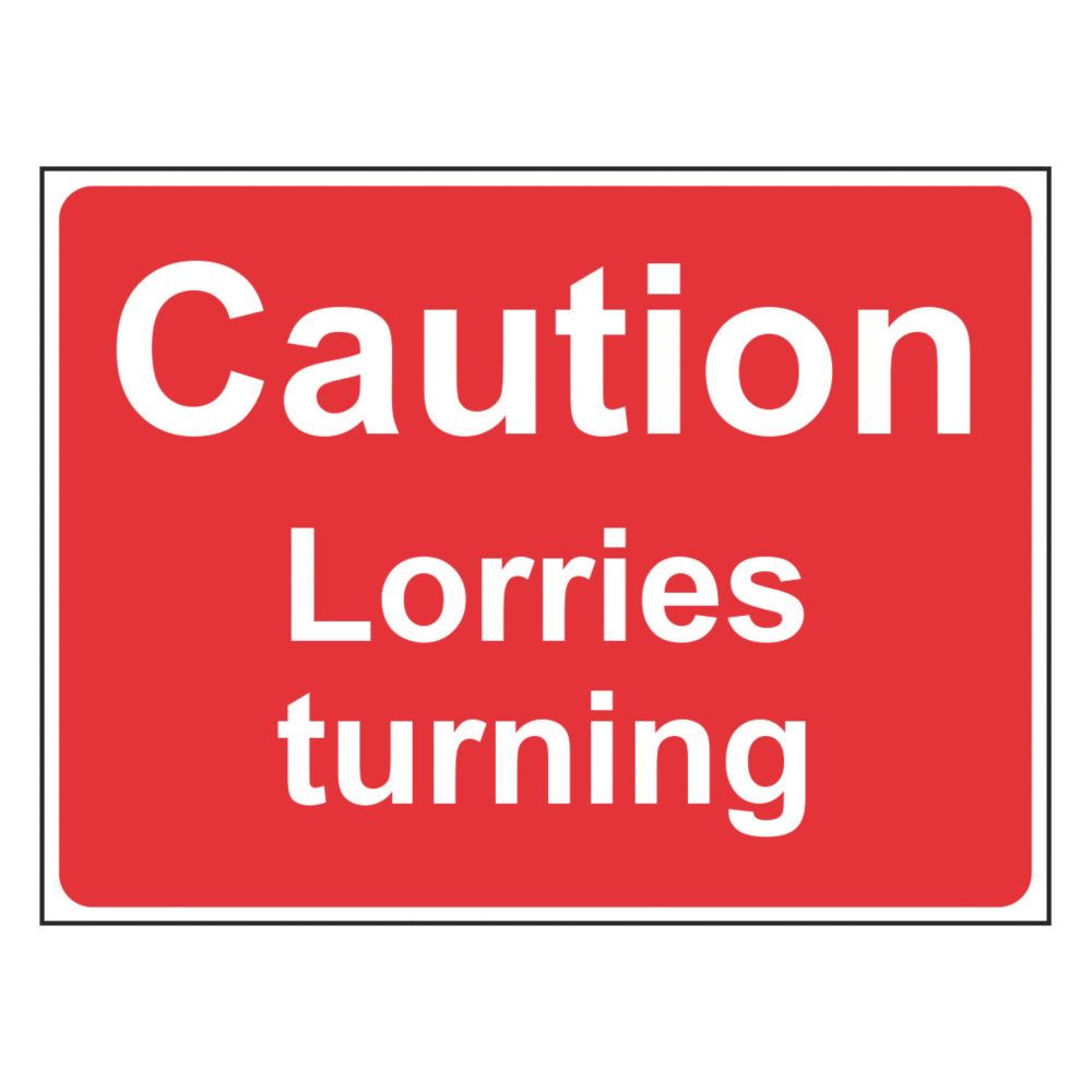 Essentials "Caution Lorries Turning" Sign 450mm x 600mm - Screwfix