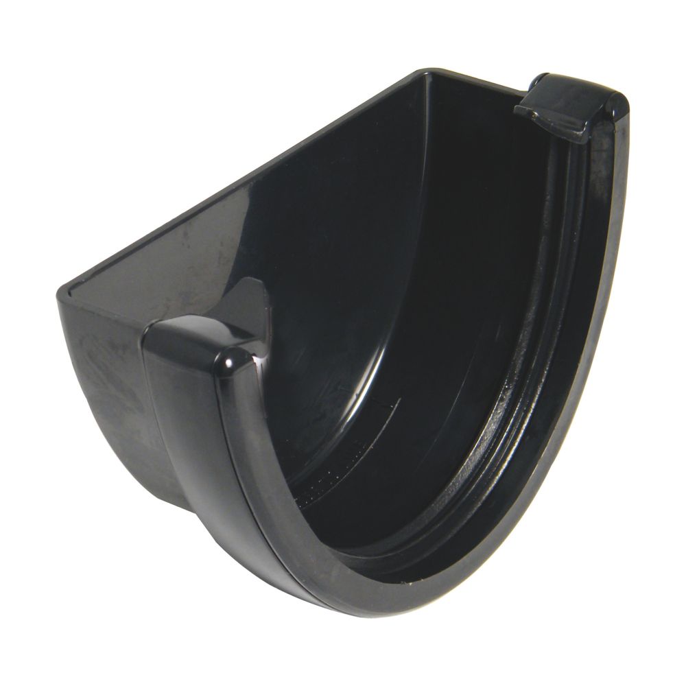 FloPlast Hi-Cap Half Round External Stop End Black 115mm - Screwfix