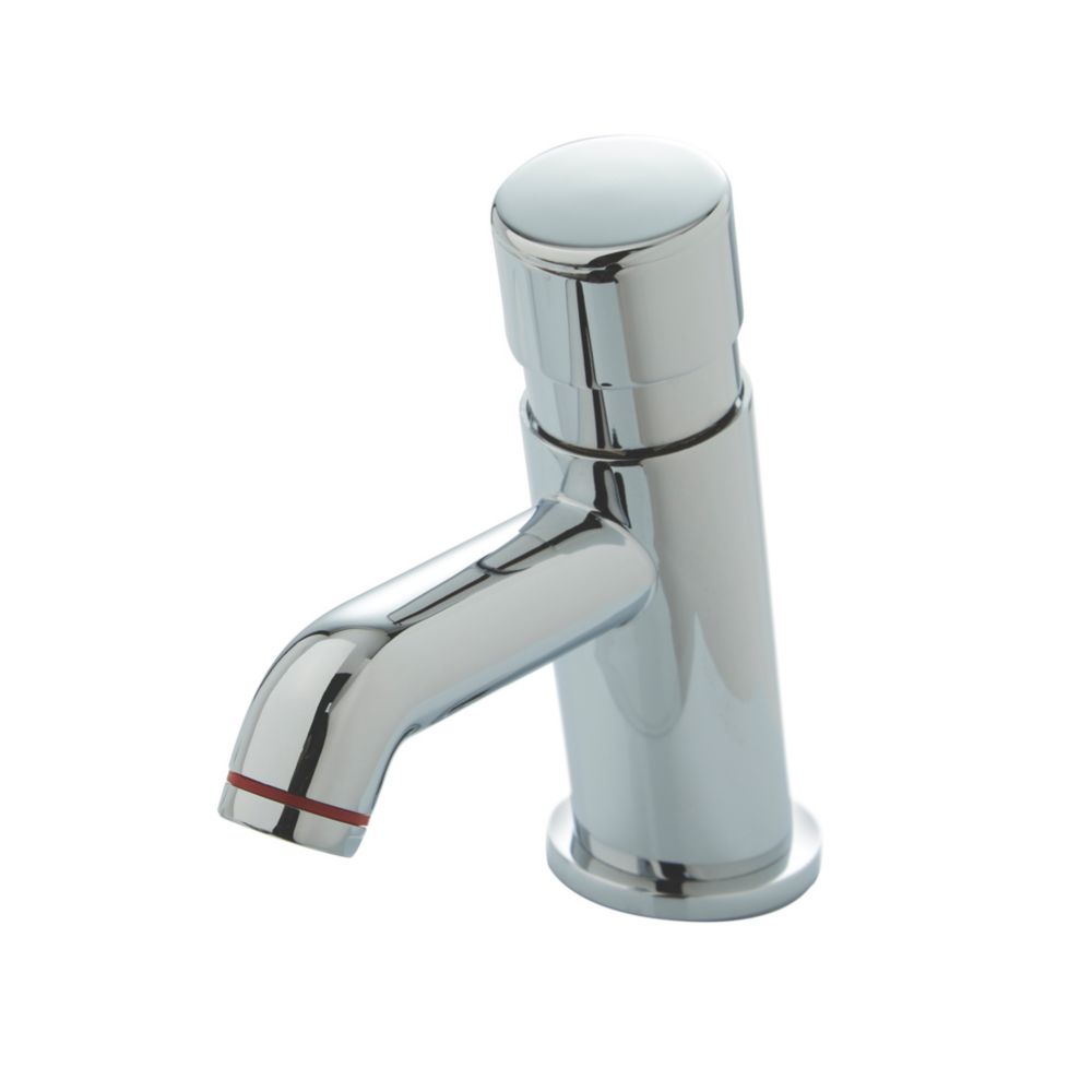 Highlife Bathrooms Skara Chrome 132mm Push Button Mono Basin Mixer Tap ...