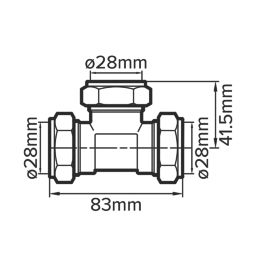 Flomasta Brass Compression Equal Tee 28mm - Screwfix