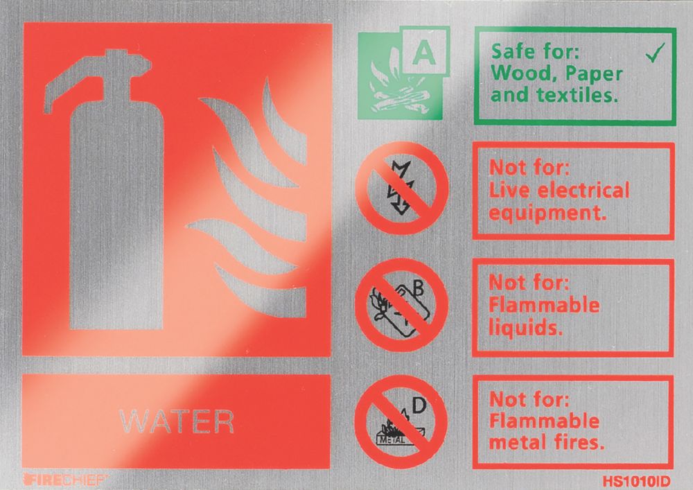 Firechief Non Photoluminescent "Water" Fire Safety Sign 150mm x 100mm ...