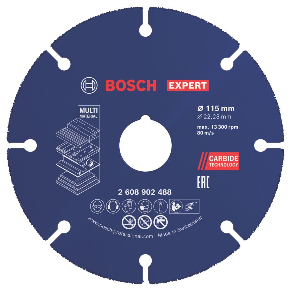 Bosch Expert Multi-Material Carbide Cutting Disc 115mm (4 1/2") x 22 ...