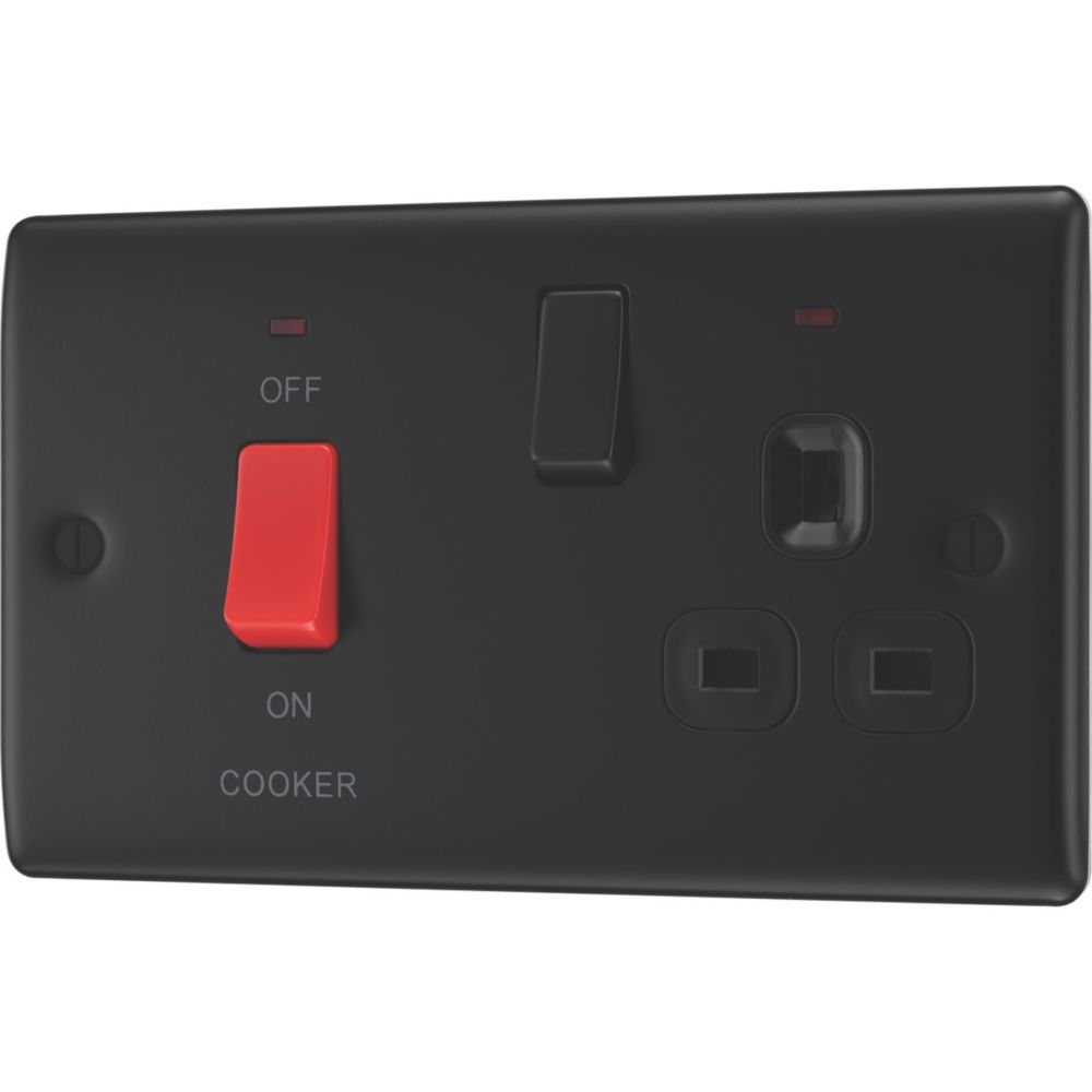 British General Nexus Metal 45A 2-Gang DP Cooker Switch & 13A DP ...