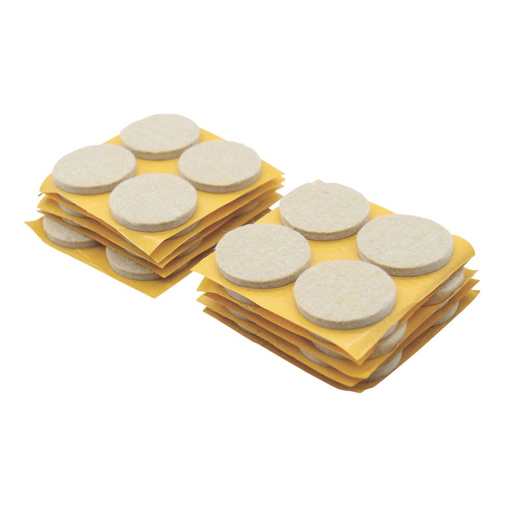 Essentials Beige Round Self-Adhesive Felt Pads 35mm x 35mm 80 Pack ...