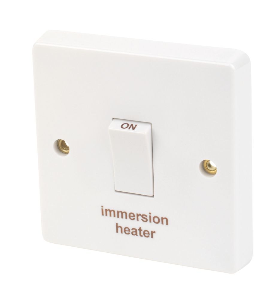 Crabtree Capital 20A 1-Gang DP Immersion Heater Switch White - Screwfix