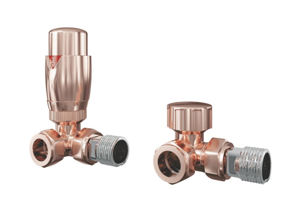 ETAL Danva 15mm x 1/2" Copper Corner Modern Thermostatic Radiator Valve ...